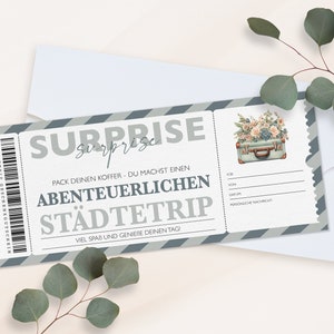 Personalisierter Gutschein Reise Ticket PDF Download Städtetrip ...