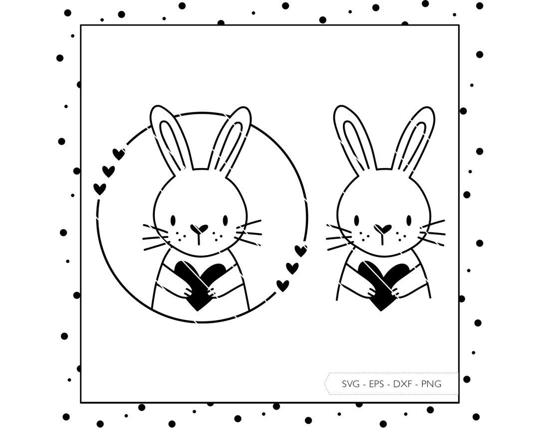 Plotterdatei Hase Herz Liebe SVG Eps DXF PNG Vektor Plotterdateien Deutsch Niedlicher Hase ...