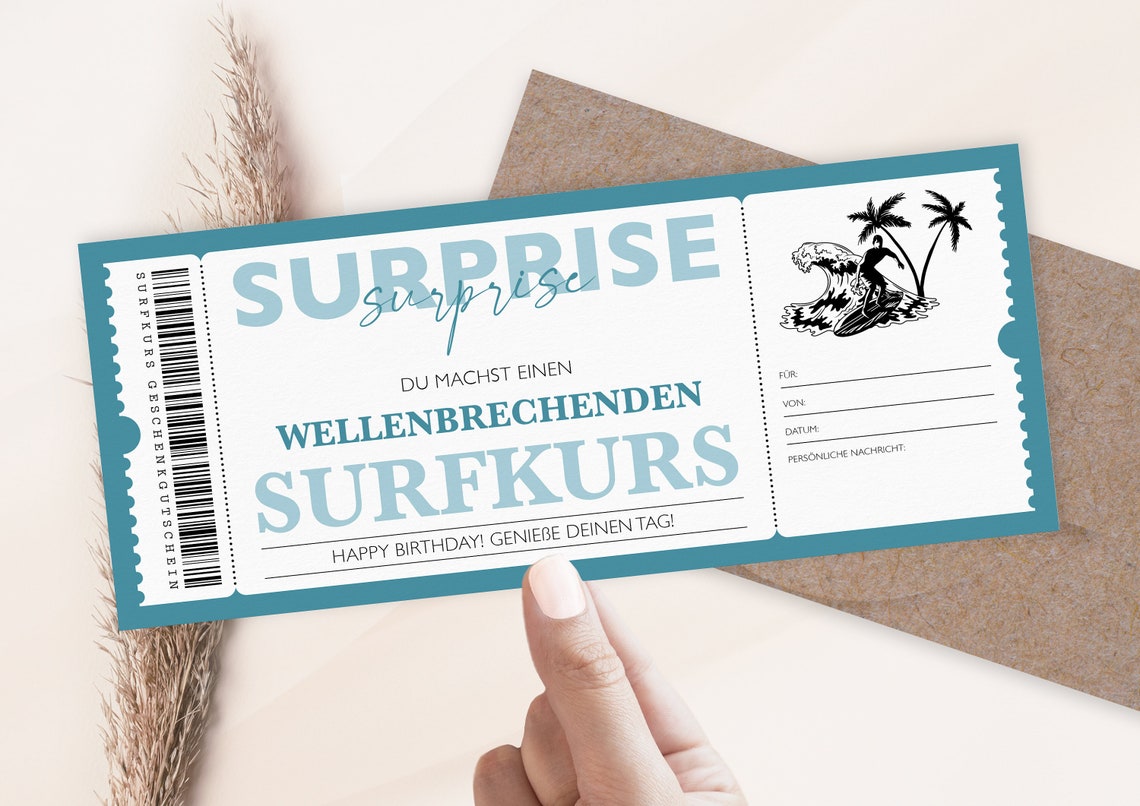 Personalized Voucher Surfing Ticket PDF Download Surfing Course Surfing ...