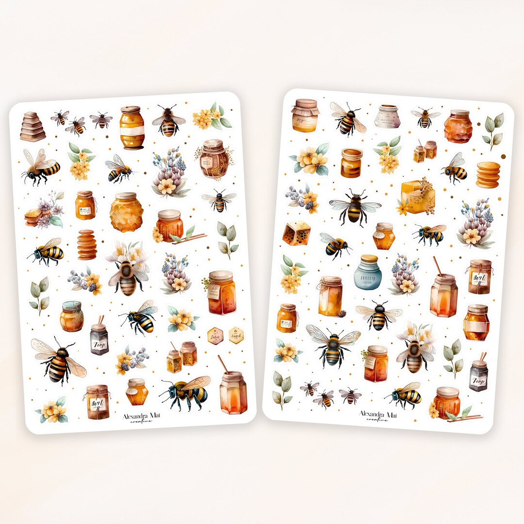Sticker Sheet Bee Sticker Set Honey Bee Sticker Sheet Planner Sticker ...