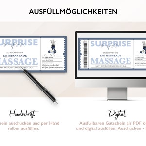 Personalisierter Gutschein Massage Ticket PDF Download Massagegutschein Gutscheinkarte ...
