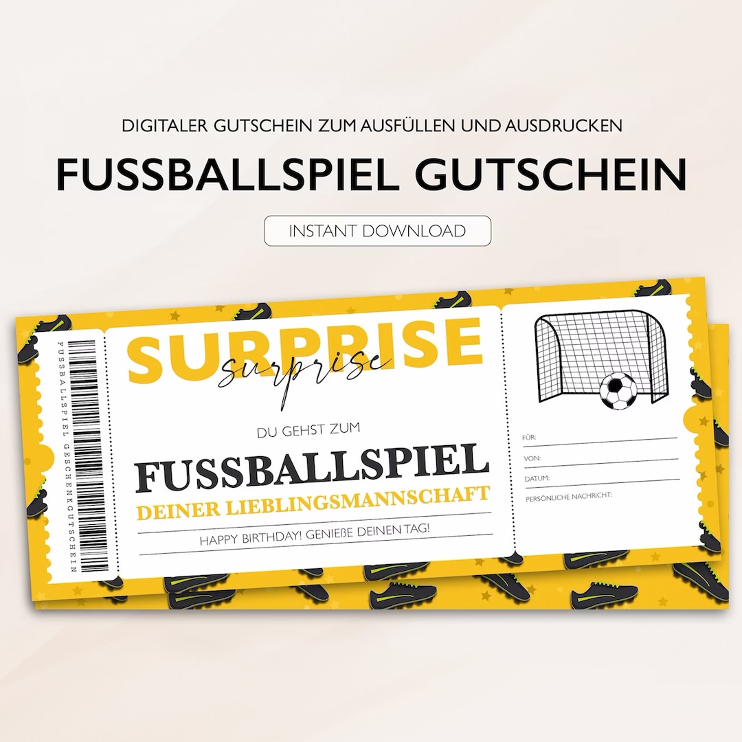 Personalized Voucher Football Ticket PDF Download Football Match ...