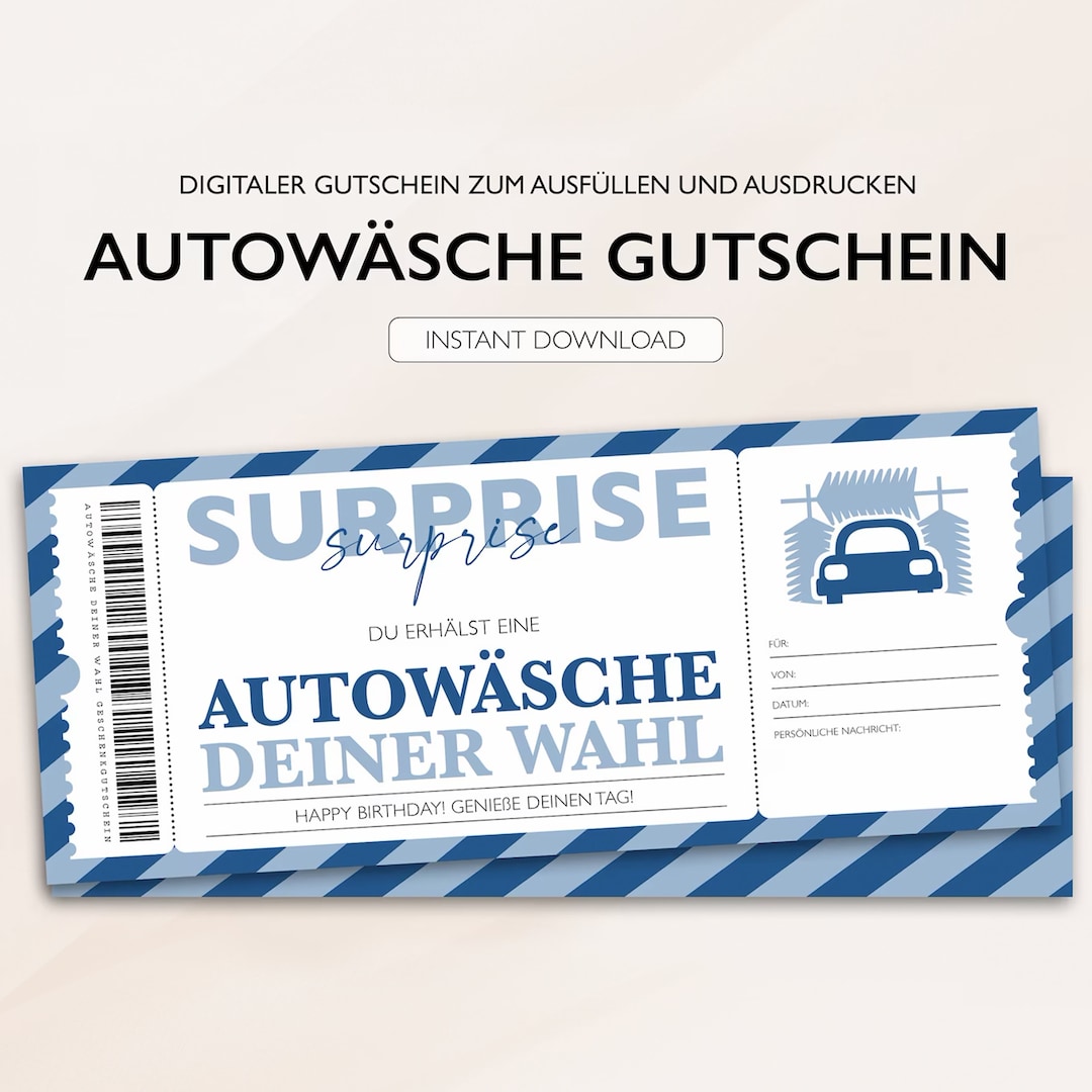 Personalized Voucher Car Wash Ticket PDF Download Car Wash Editable ...