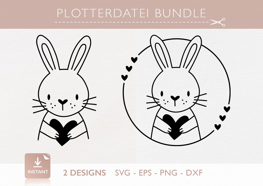 Plotterdatei Hase Herz Liebe SVG Eps DXF PNG Vektor - Etsy.de