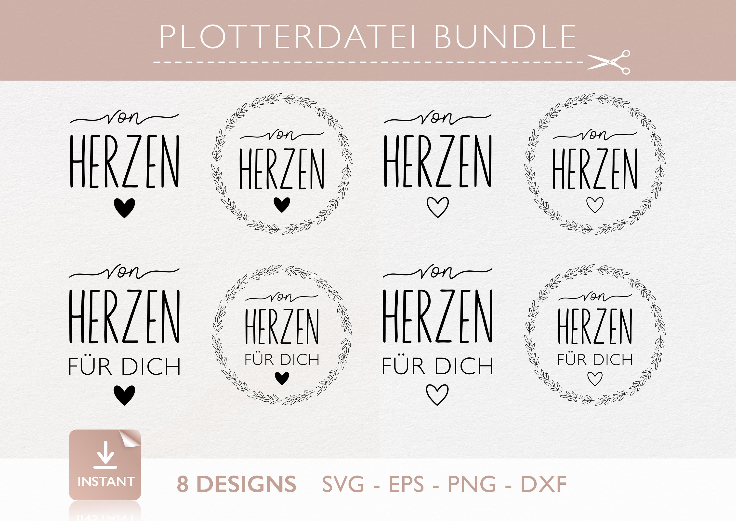 Plotterdatei Von Herzen Für Dich SVG Eps DXF PNG Schriftzug - Etsy ...