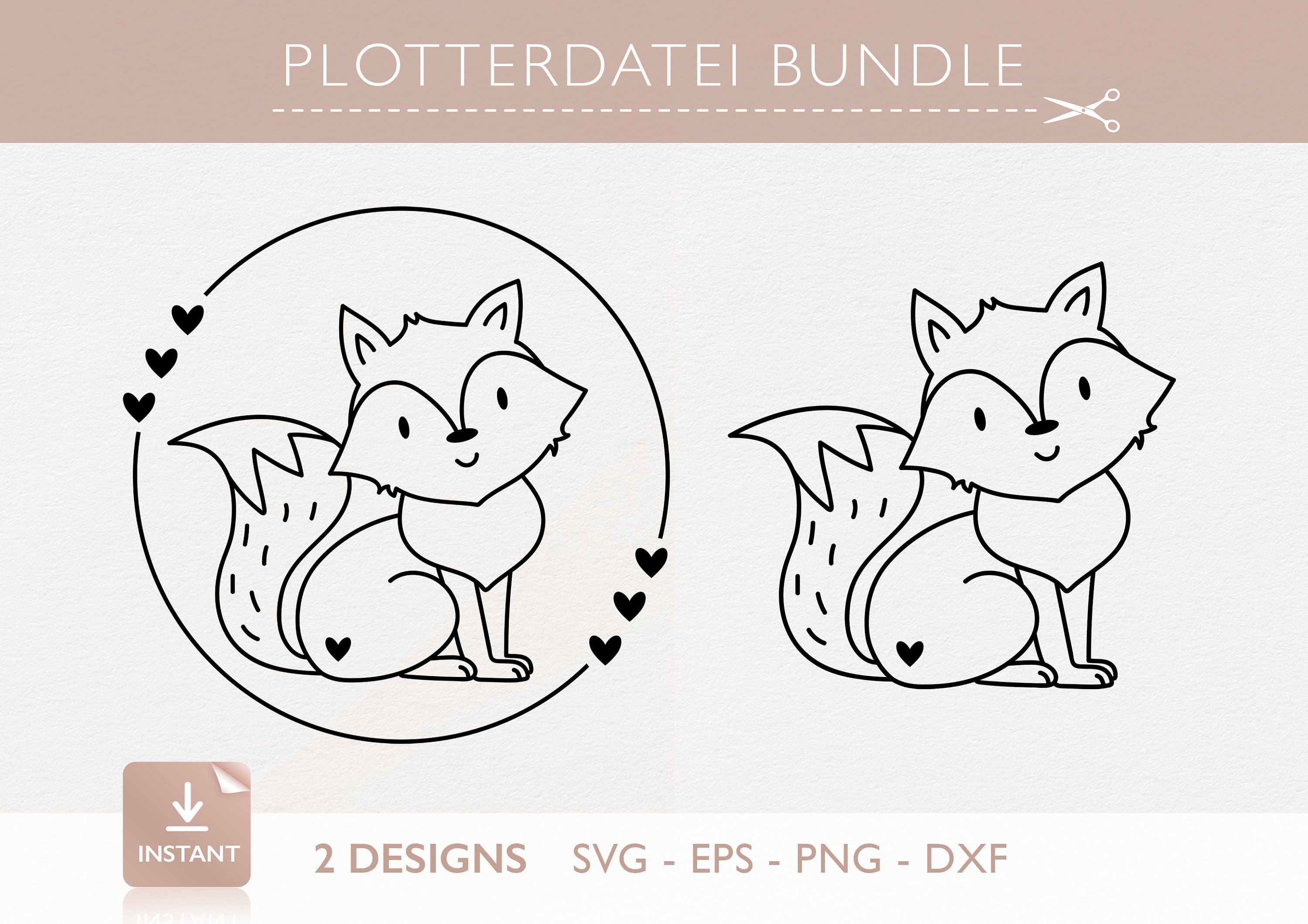 Plotterdatei Fuchs Herz Liebe SVG Eps DXF PNG Vektor - Etsy.de