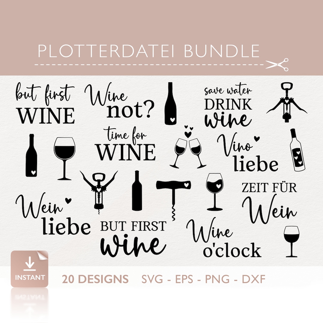Plotterdateien Wein SVG Eps DXF PNG Weinliebe Schriftzug - Etsy.de
