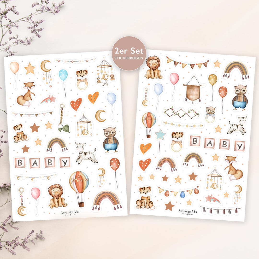Sticker Sheet Watercolor Boho Baby Sticker Set Pregnancy Sticker Sheet ...