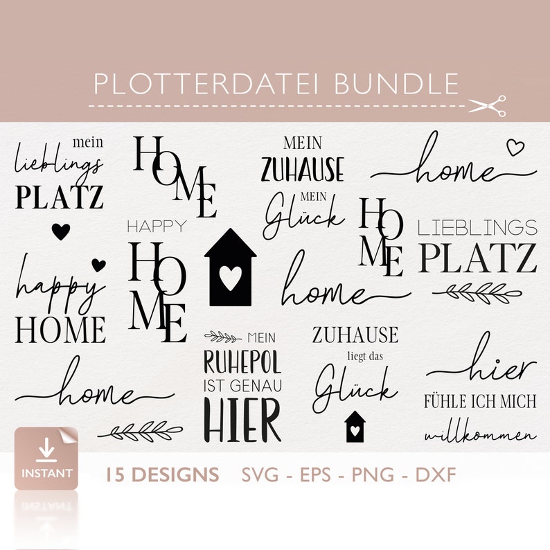 Plotterdateien SVG Eps DXF PNG Home Zuhause Schriftzug - Etsy Österreich