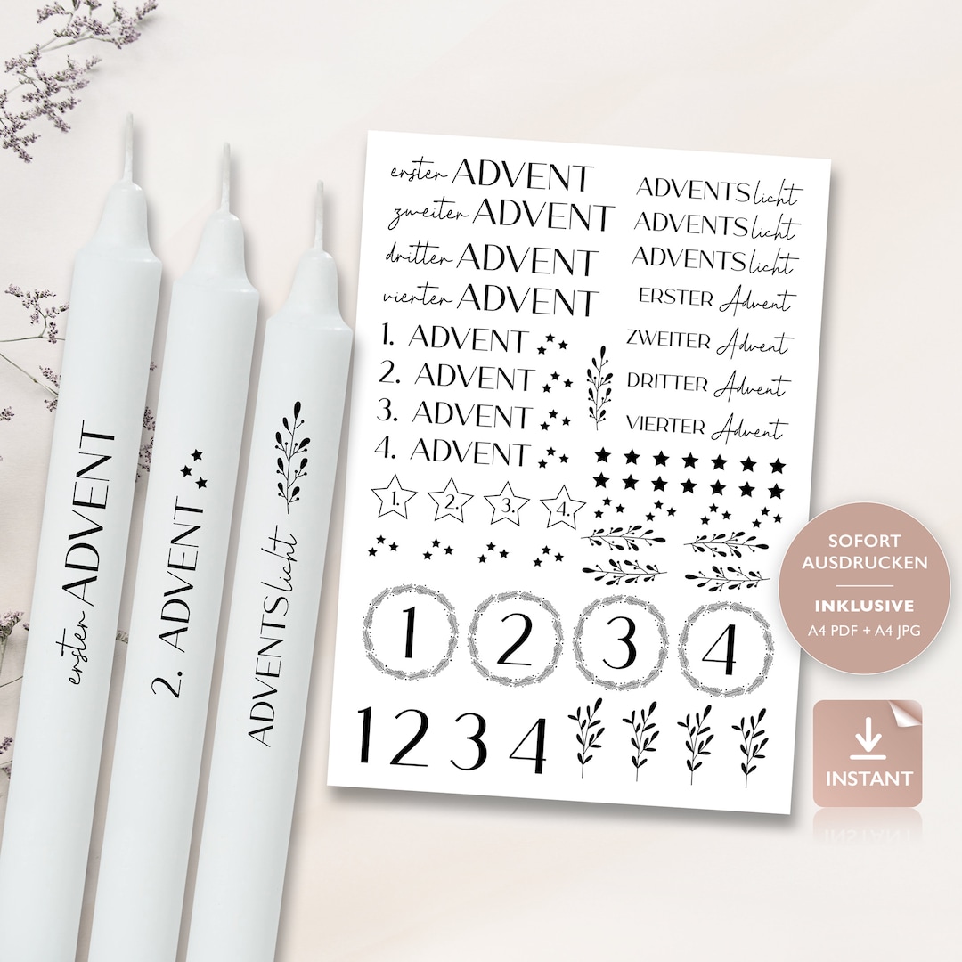Candle Tattoos Advent | PDF Template for Candles Water Slide Film I ...