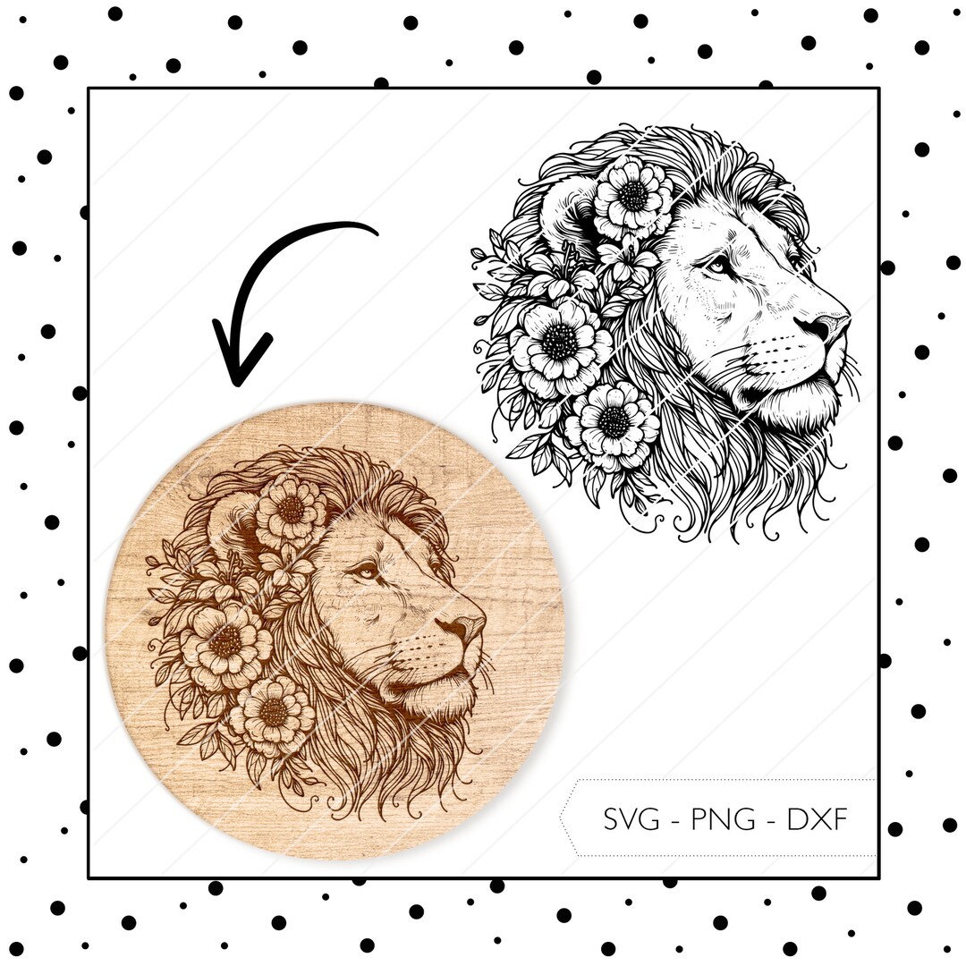 Laser File Lion SVG DXF PNG Laser Engraving Lion Gift Lion Sign Animal ...
