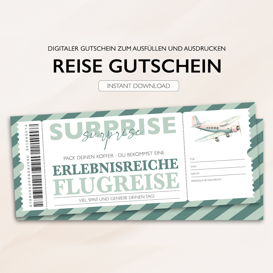 Personalized Voucher Travel Ticket PDF Download Flight Air Travel ...