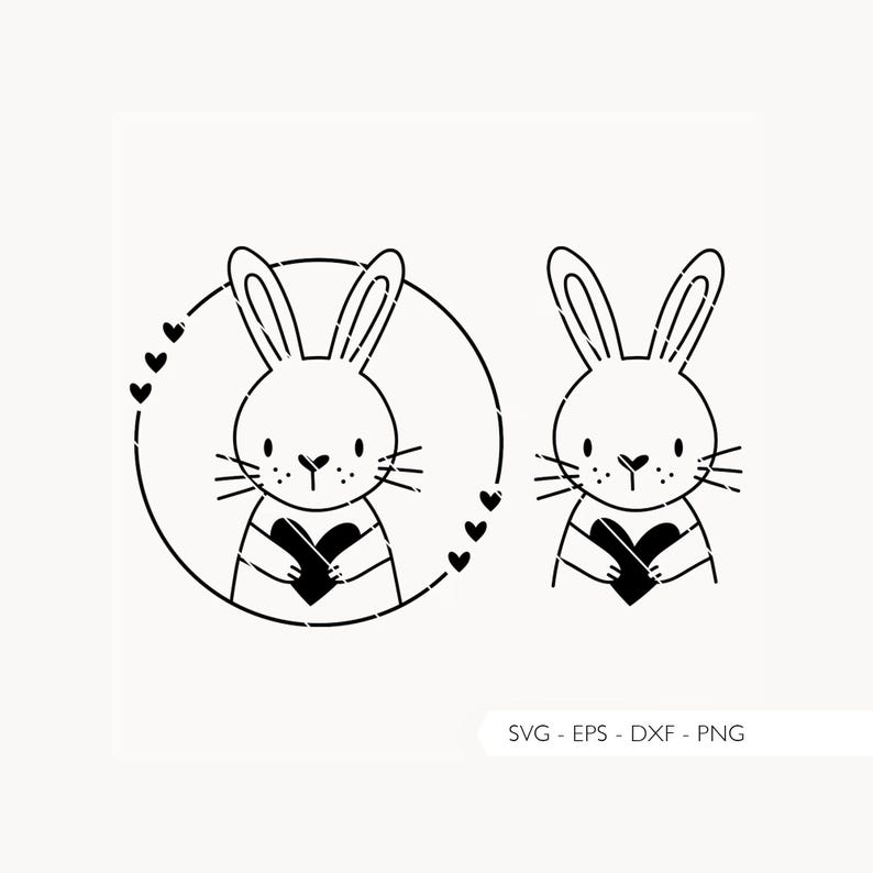 Plotter File Rabbit Heart Love SVG Eps DXF PNG Vector Plotter Files ...