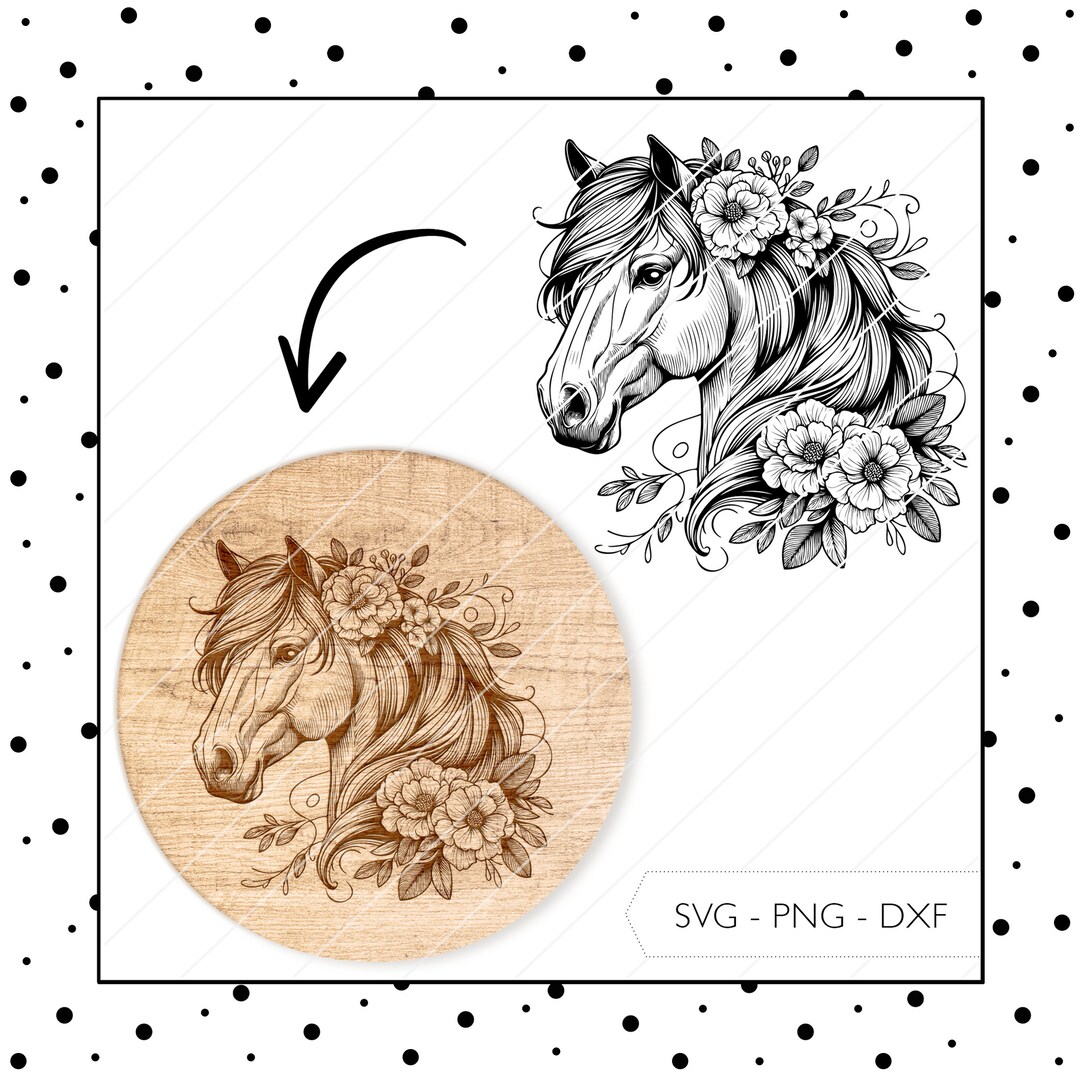 Laserdatei Pferd SVG DXF PNG Lasergravur Pferd Blumen Geschenk Pferd ...