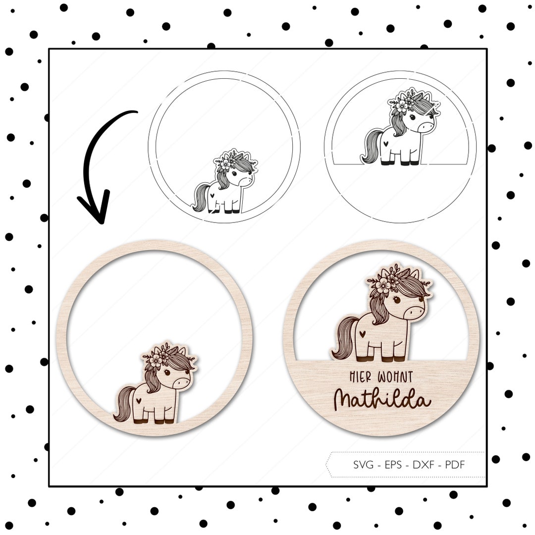 Laser File Children's Room Sign Door Sign SVG EPS DXF Door Ring Name ...