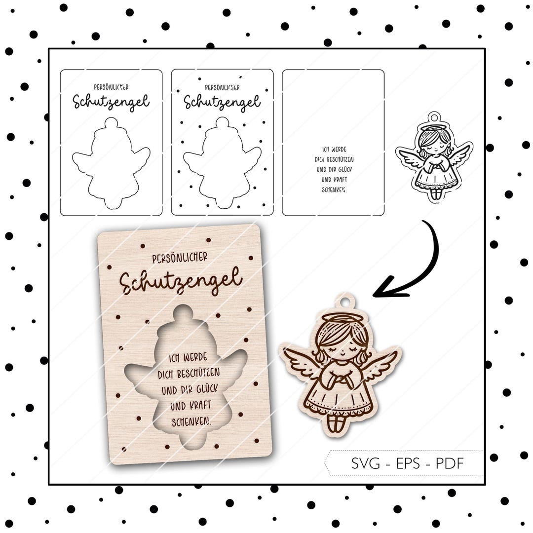 Laser File Guardian Angel SVG EPS DXF Keychain Lucky Charm Laser Cut ...
