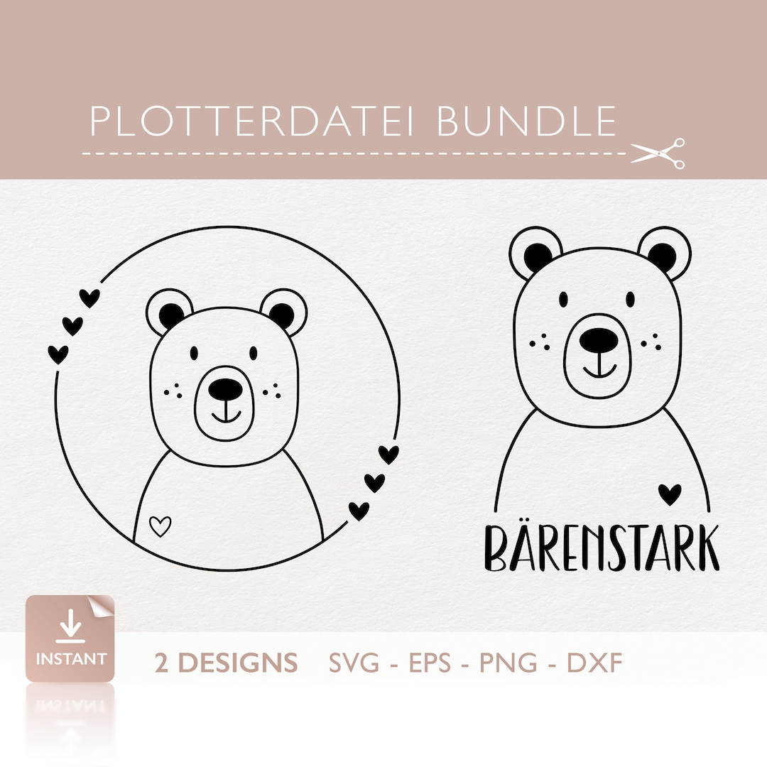 Plotterdatei Bär Herz Liebe SVG Eps DXF PNG Vektor - Etsy.de