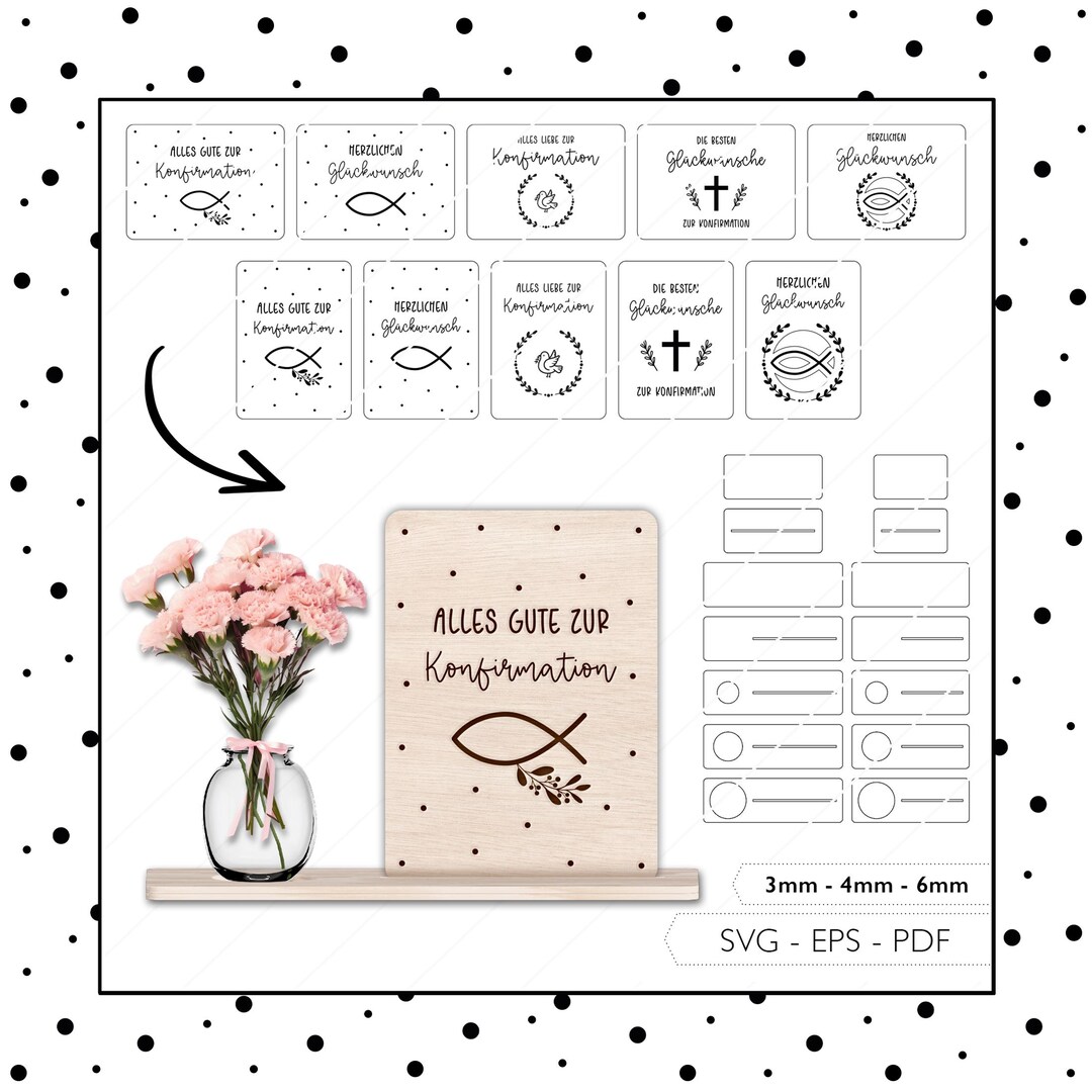 Laser File Confirmation SVG EPS PDF Cards Congratulations Gift Card ...
