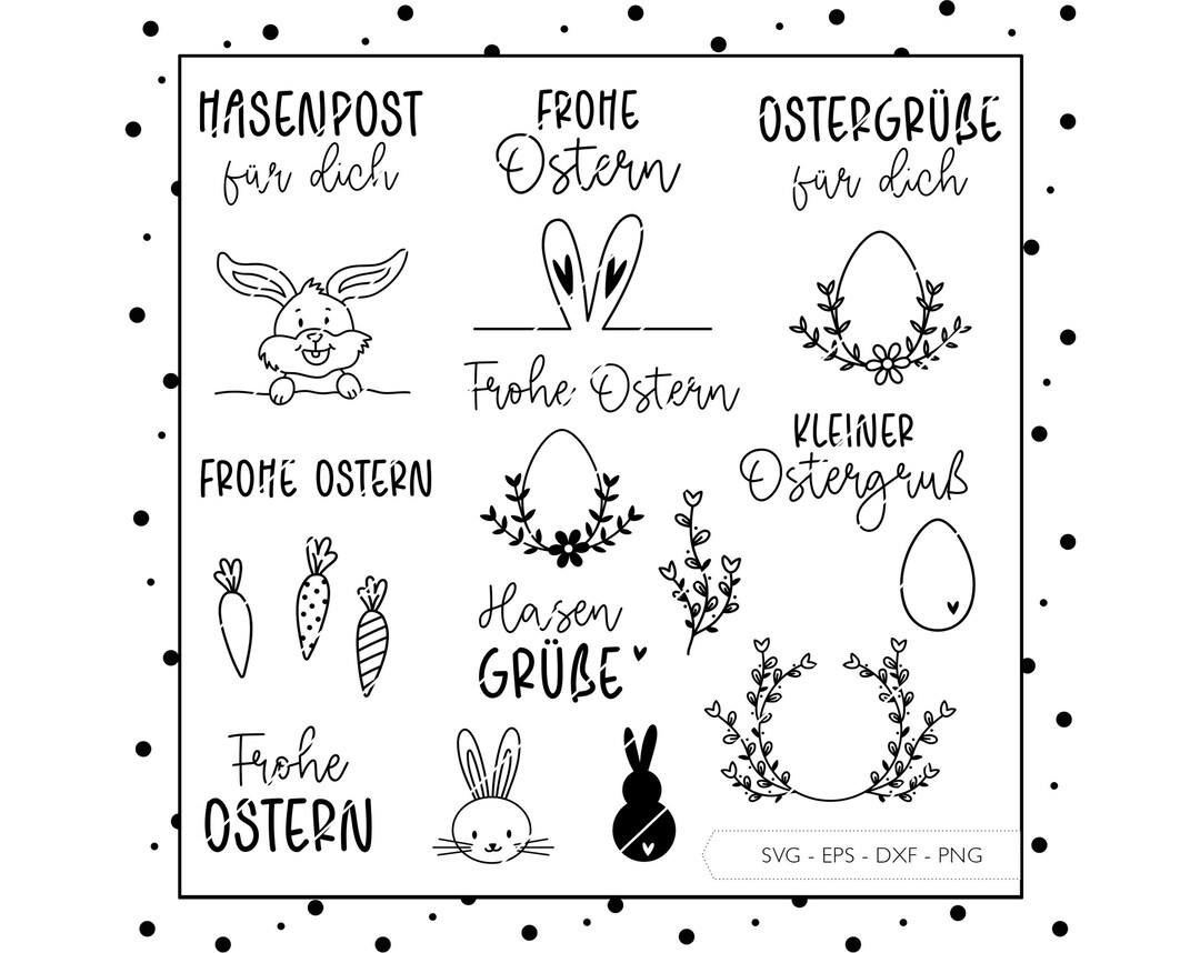 Plotterdatei Frohe Ostern SVG Eps DXF PNG Vektor Plotterdateien Deutsch ...