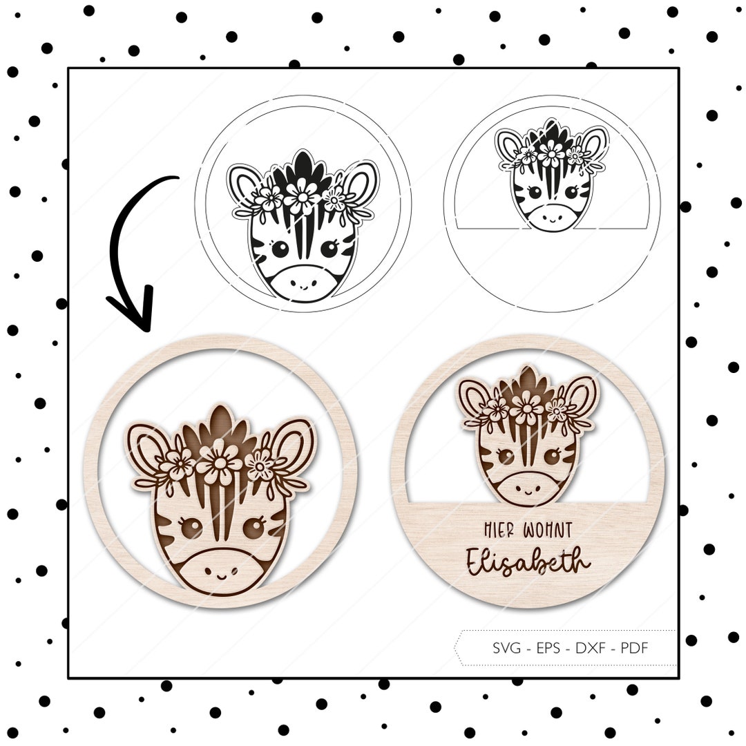 Laser File Children's Room Sign Girl Door Sign SVG EPS DXF Door Ring ...