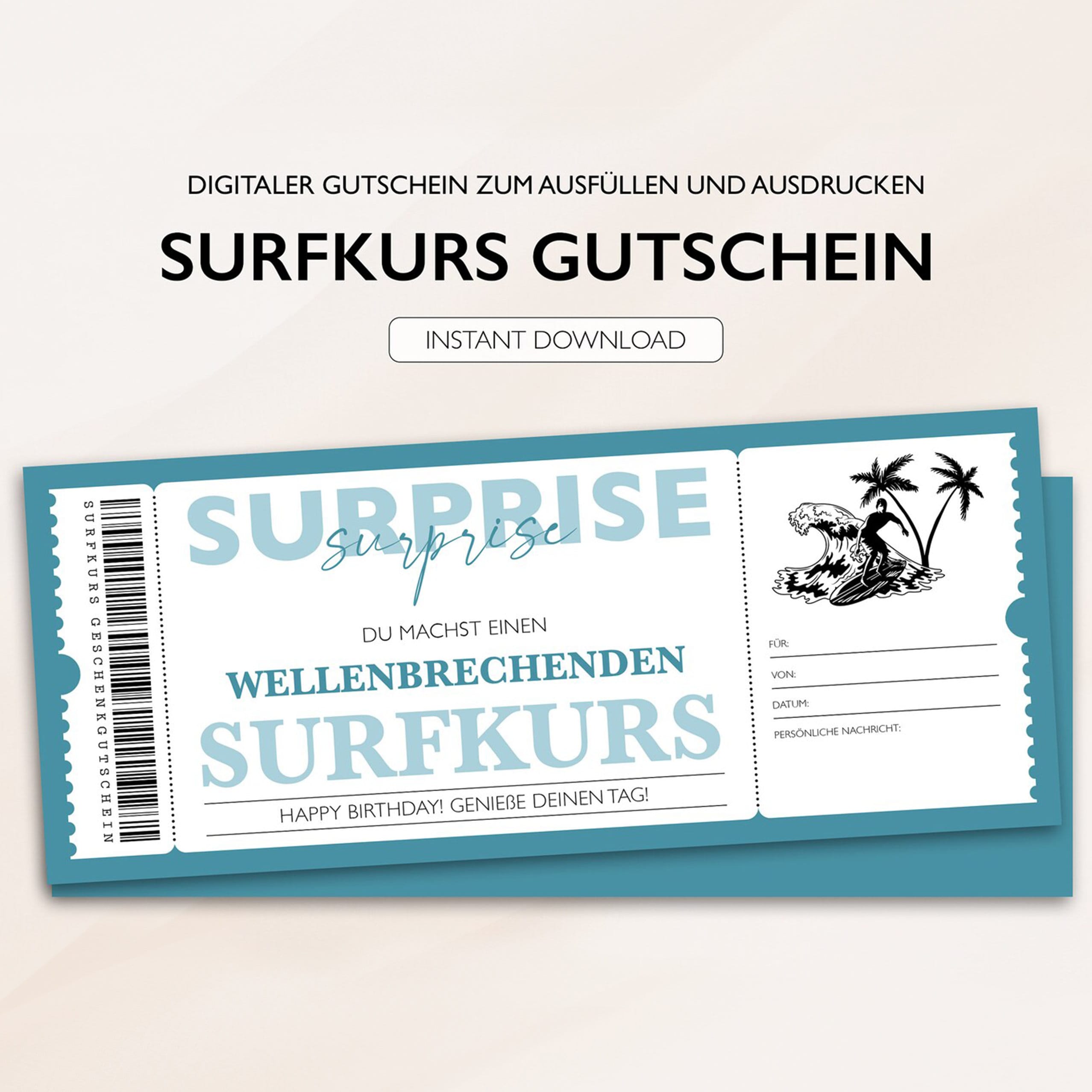 Personalized Voucher Surfing Ticket PDF Download Surfing Course Surfing ...