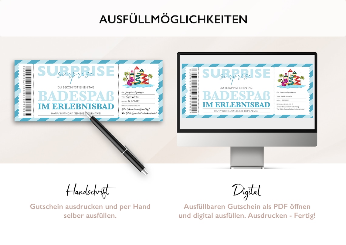 Personalized Voucher Adventure Pool Ticket PDF Download Swimming Pool ...