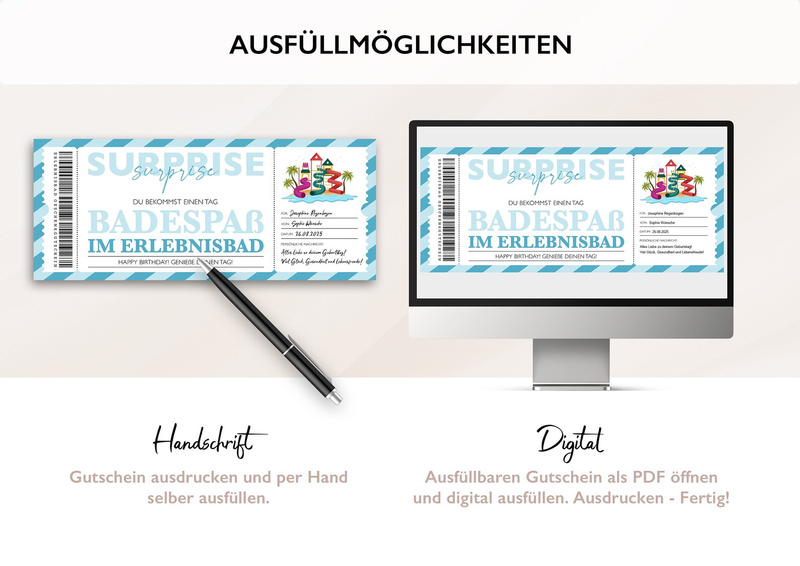 Personalized Voucher Adventure Pool Ticket PDF Download Swimming Pool ...