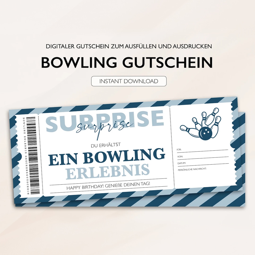 Personalized Voucher Bowling Ticket Instant Download Bowling Editable ...