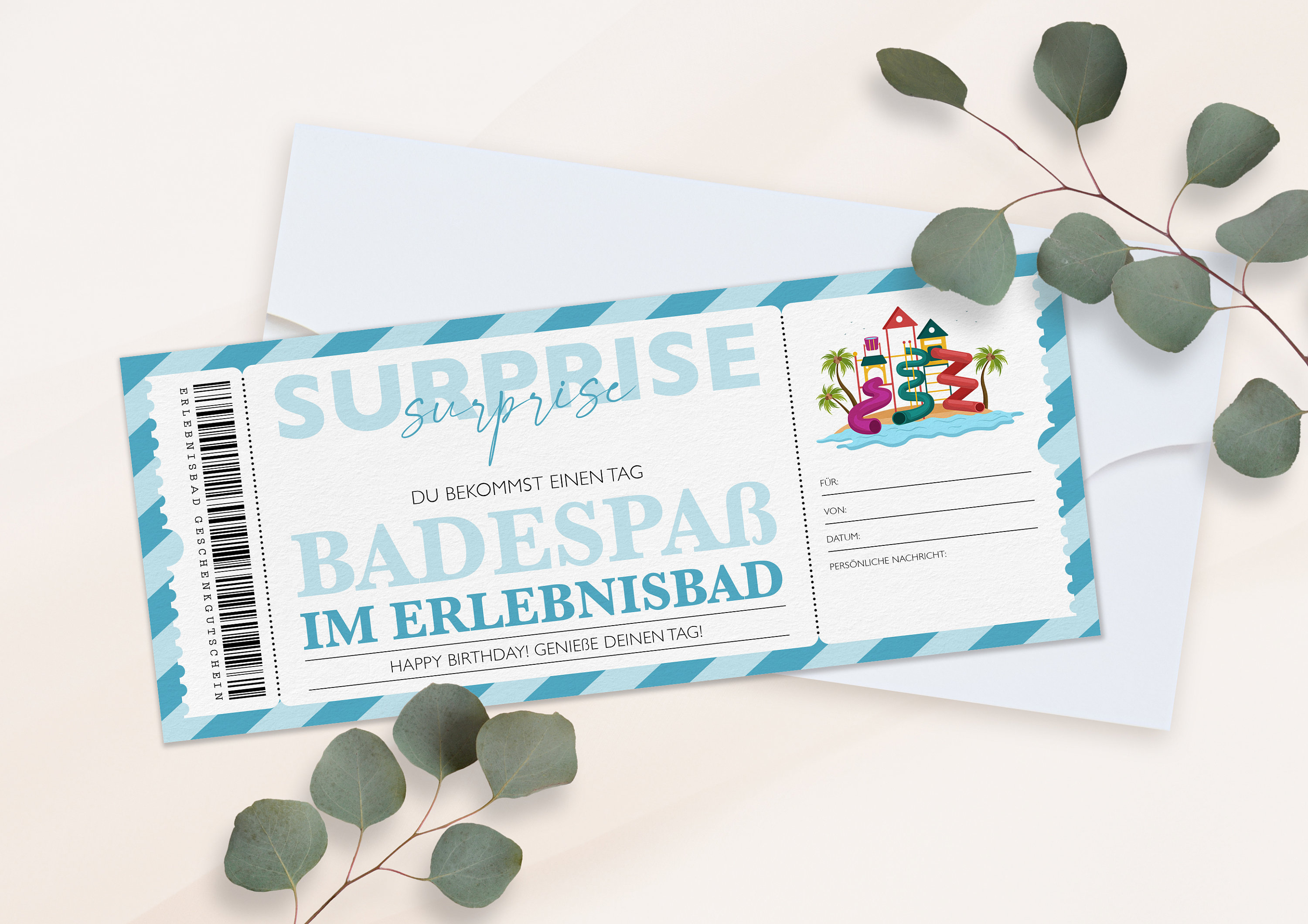 Personalized Voucher Adventure Pool Ticket PDF Download Swimming Pool ...