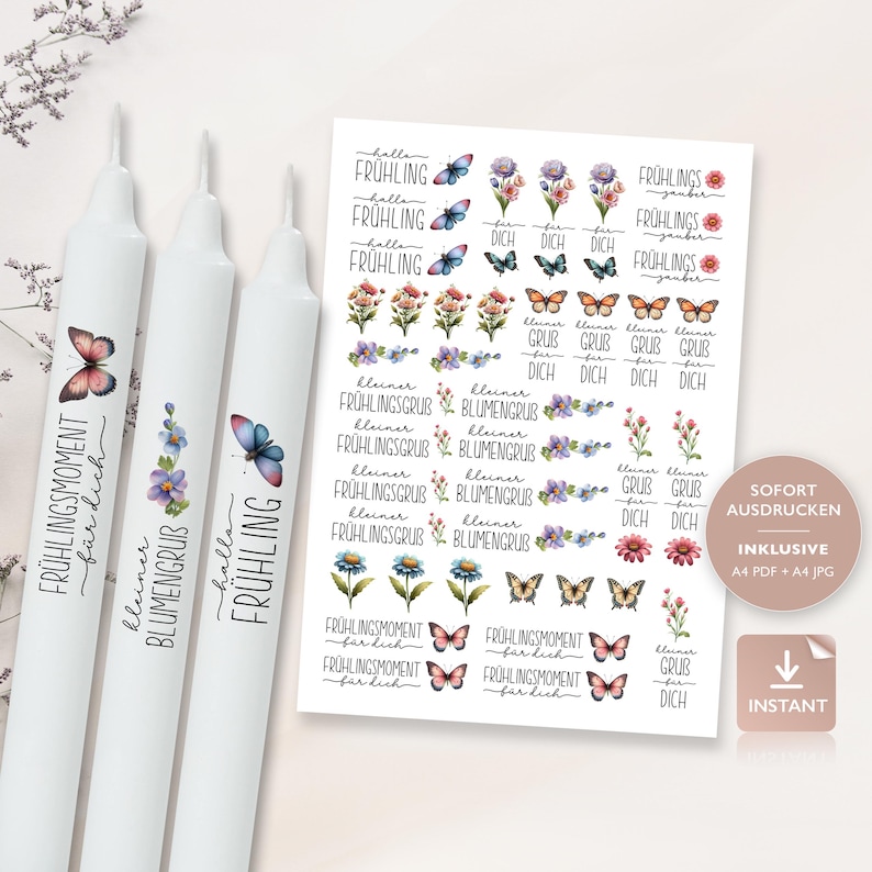 Spring Candle Tattoos PDF Printable Template for Candles Waterslide ...