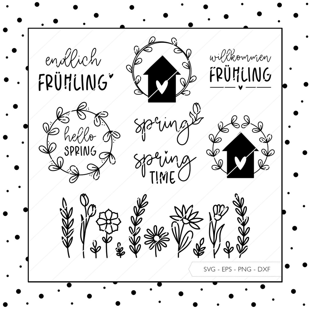 Plotter File Spring Flower Meadow SVG Eps DXF PNG Vector Flowers Floral ...