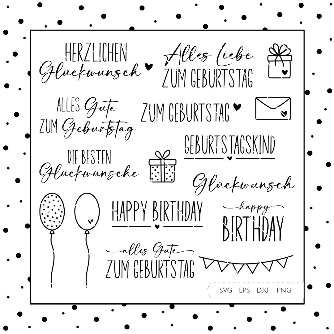 Plotter Files SVG Eps DXF PNG Birthday Lettering Happy Birthday Laser ...