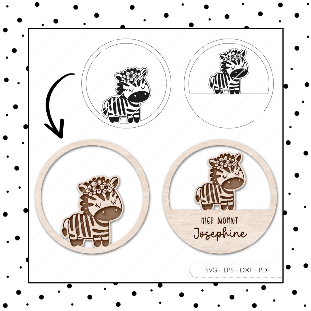 Laser File Children's Room Sign Girl Door Sign SVG EPS DXF Door Ring ...