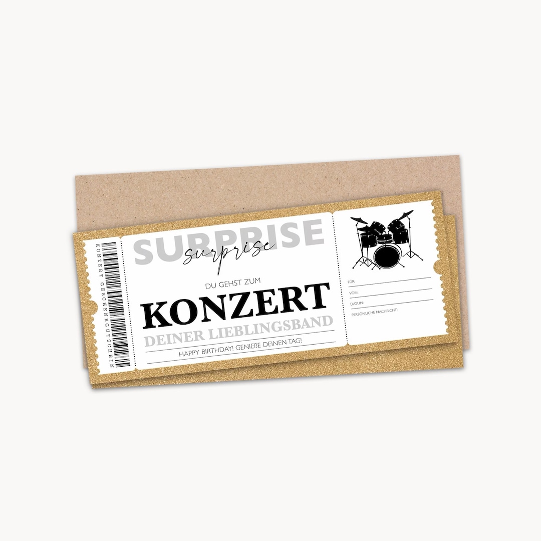 Personalisierter Gutschein Konzert Ticket PDF Download Konzertgutschein ...