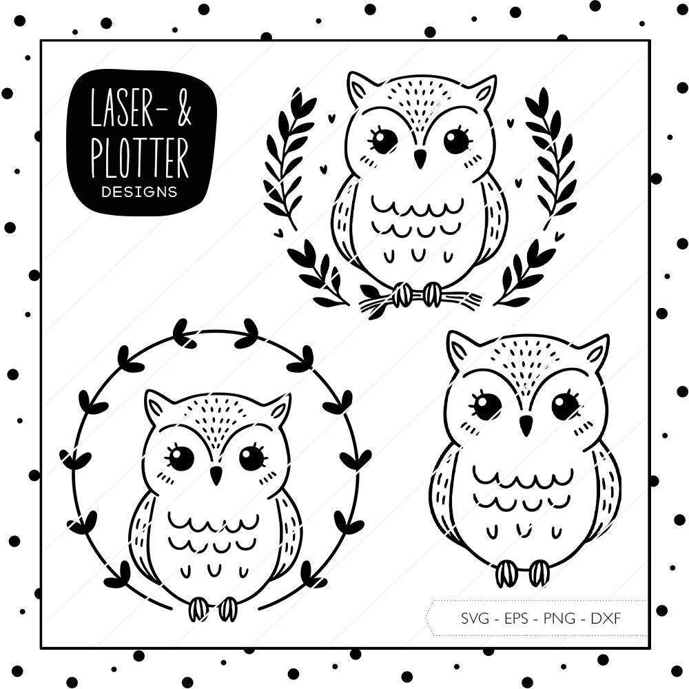 Plotter File Owl SVG Eps DXF PNG | Digistamp Owl Laser File Laser ...