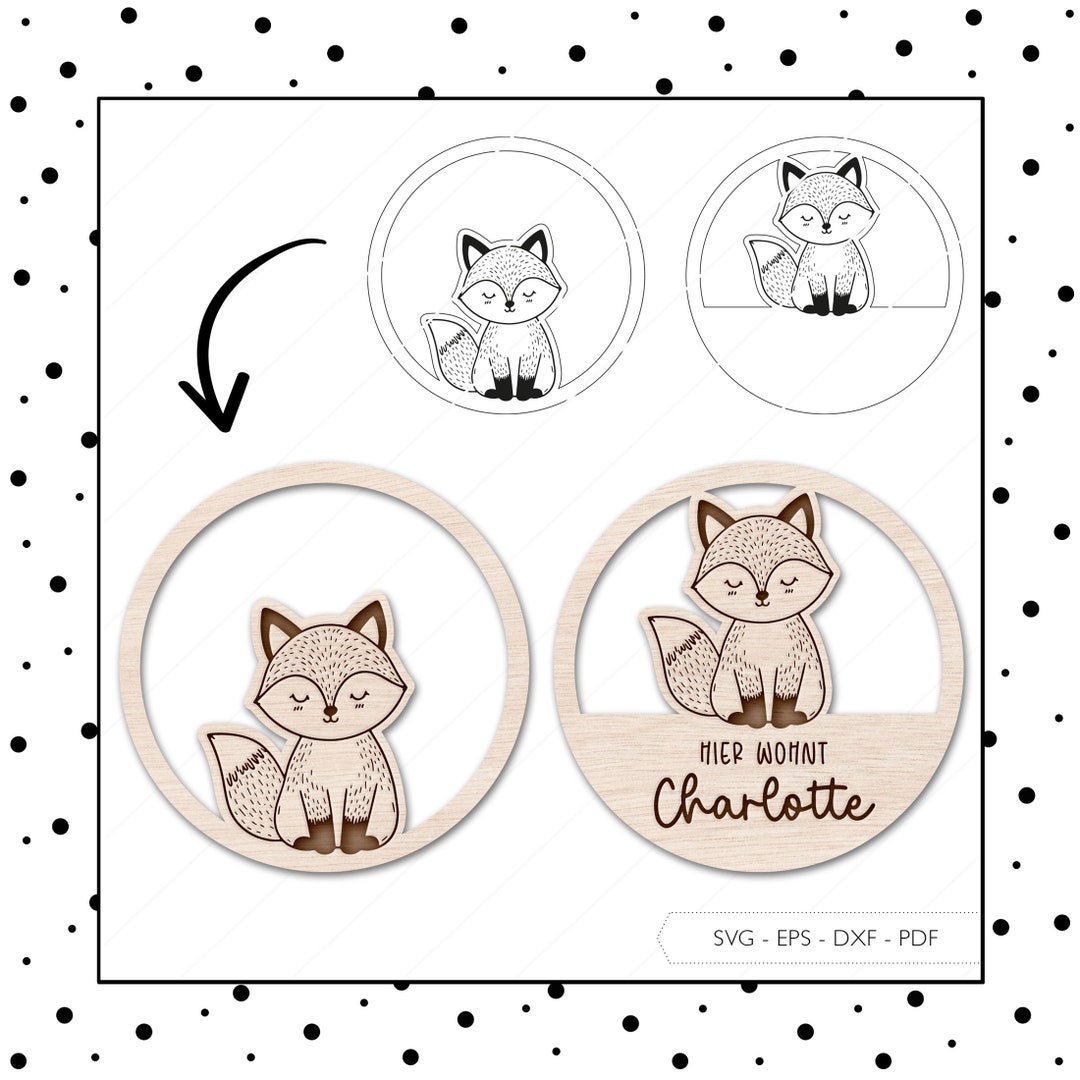 Laser File Children's Room Sign Door Sign SVG EPS DXF Door Ring Name ...