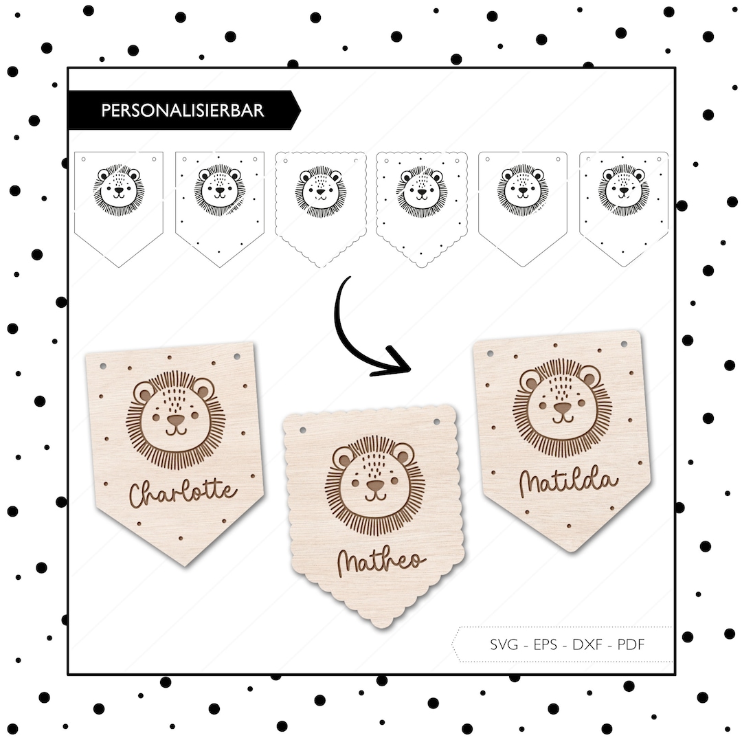 Laser File Children's Room Sign Door Sign SVG EPS DXF Pennant Name ...