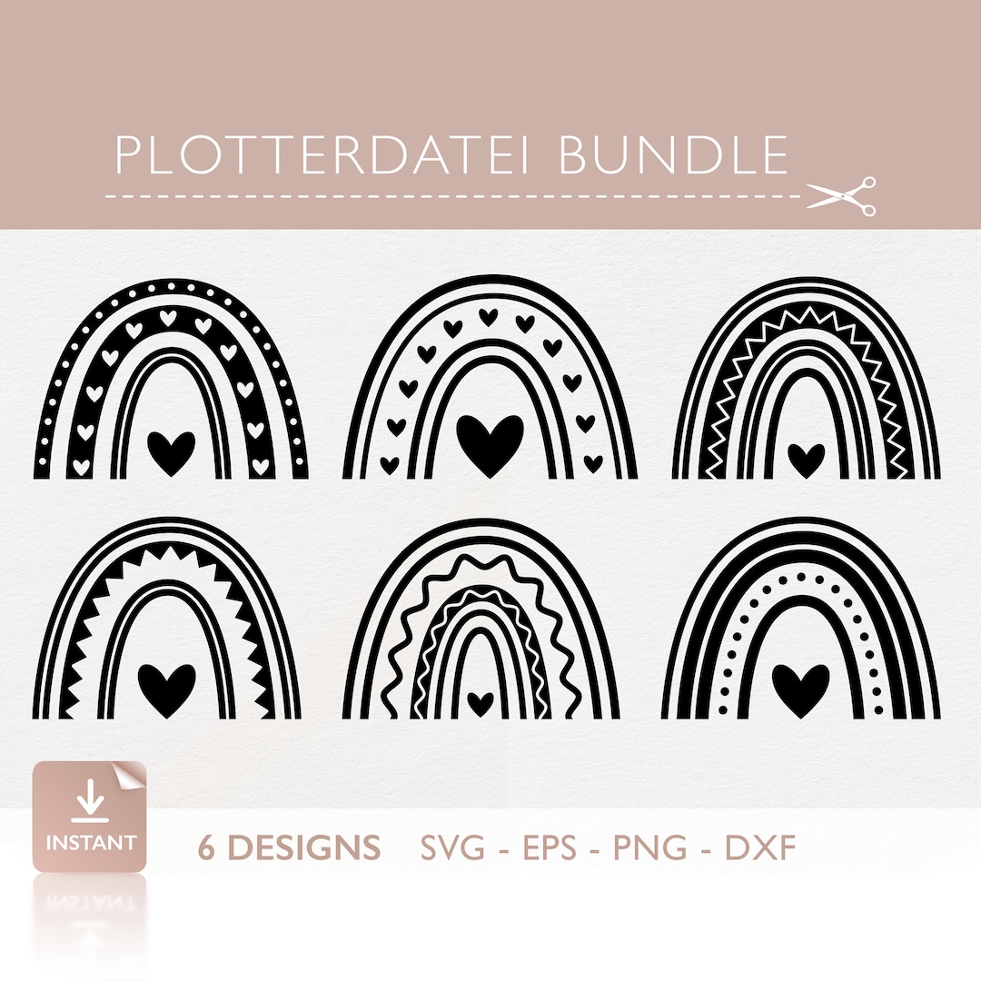 Plotterdatei Regenbogen Herz Liebe SVG Eps DXF PNG Vektor - Etsy.de