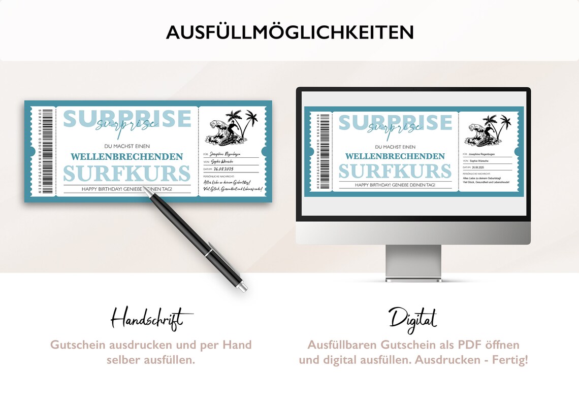 Personalized Voucher Surfing Ticket PDF Download Surfing Course Surfing ...