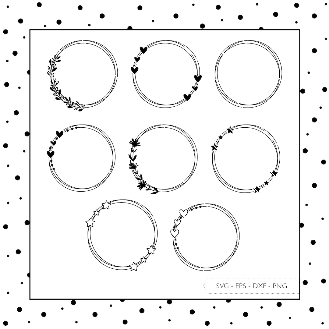 Plotterdatei Rahmen Kreise SVG Eps DXF PNG Kreis Herzen Herz Clipart Plotterdatei Stern Blumen ...