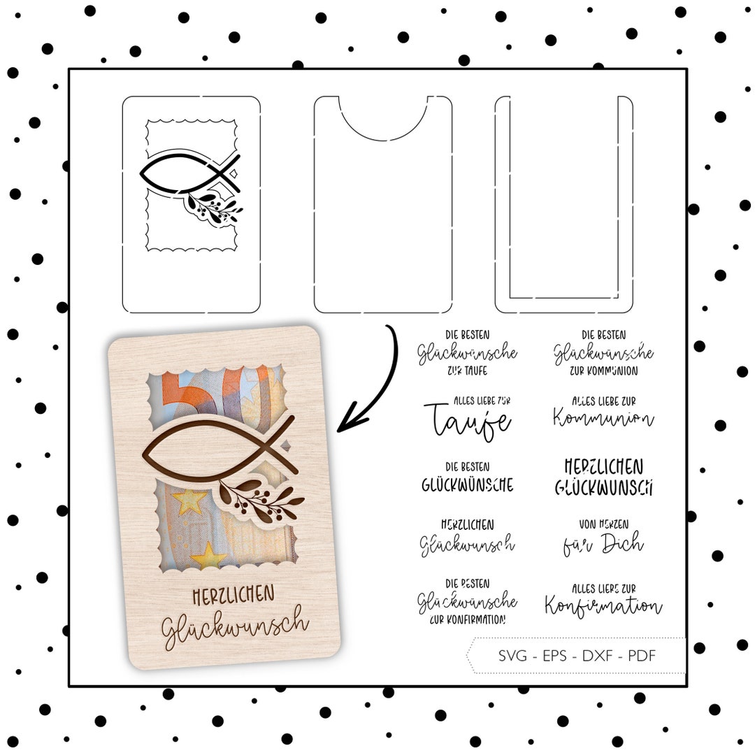 Laser File Money Gift Baptism Confirmation Communion Envelope SVG EPS ...