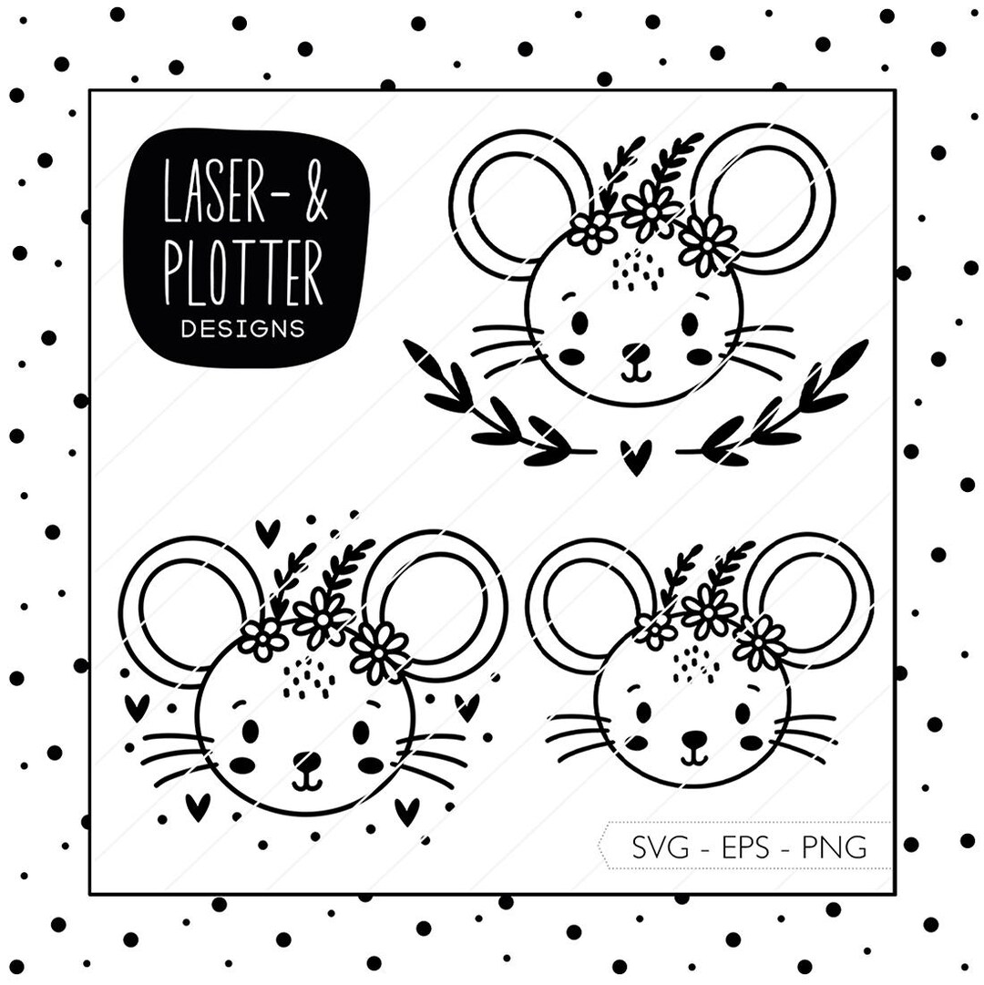 Plotter File Mouse SVG PNG EPS | Digistamp Cute Mouse Laser File ...