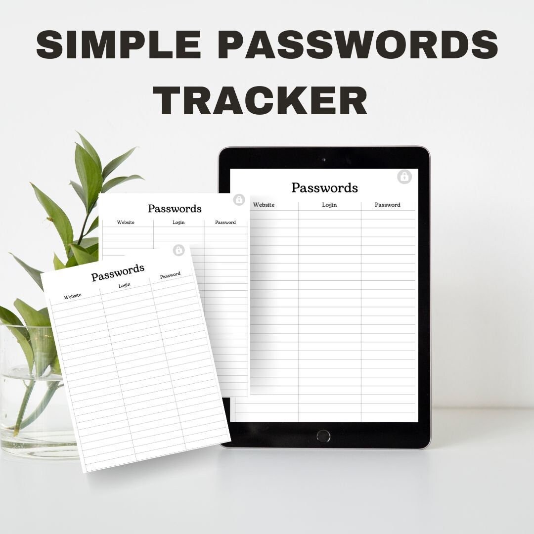 Password Tracker Printable And Fillable Password Log Password Etsy