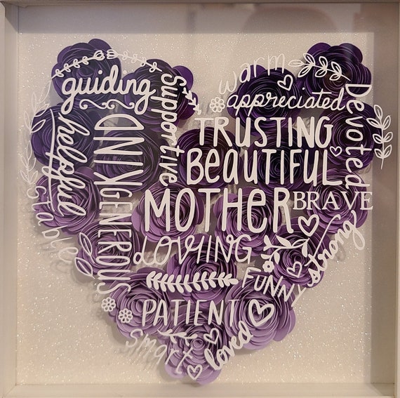 Customizable Paper Flower 8x8 Heart Shaped Shadow Box Home - Etsy