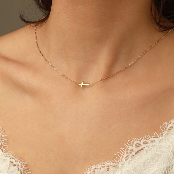 Sideways Cross Necklace - Etsy