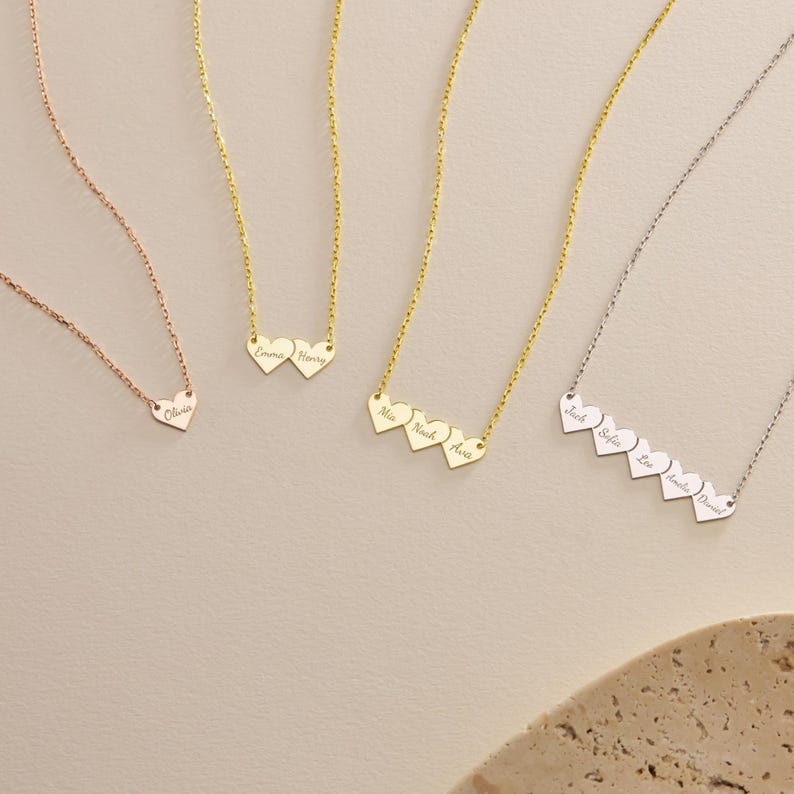 Custom Engraved Necklace • Heart Name Necklace • Personalized Family ...