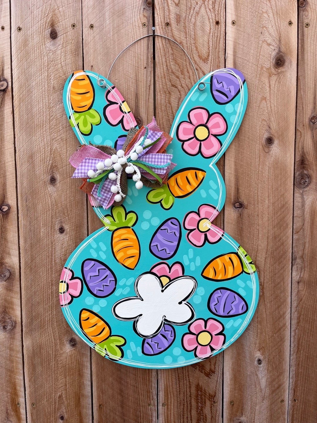Bunny Door Hanger, Easter Door Hanger, Easter Bunny Door Decor, Spring ...