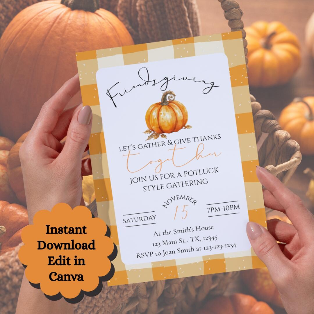 Editable Friendsgiving Invitation Template: Thanksgiving Dinner Party ...