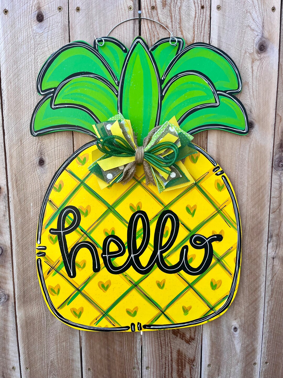 Pineapple Door Hanger, Pineapple Decor, Bright Door Hanger, Fun and ...
