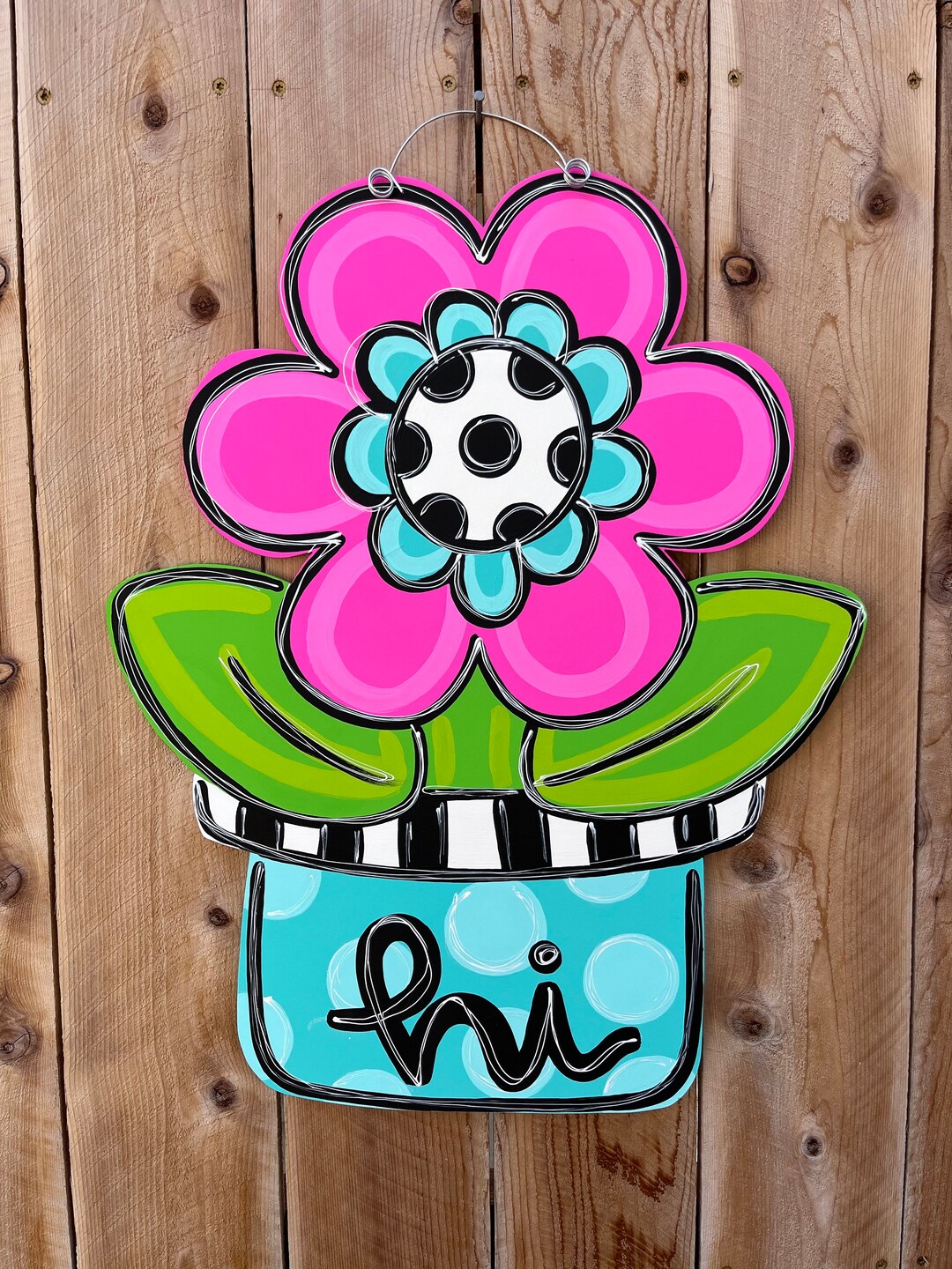 Fun Flower Door Hanger, Flower Door Hanger, Unique Door Hanger, Spring ...